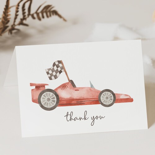 Racing Thank You Card Editable Template Vintage Race Car | Etsy