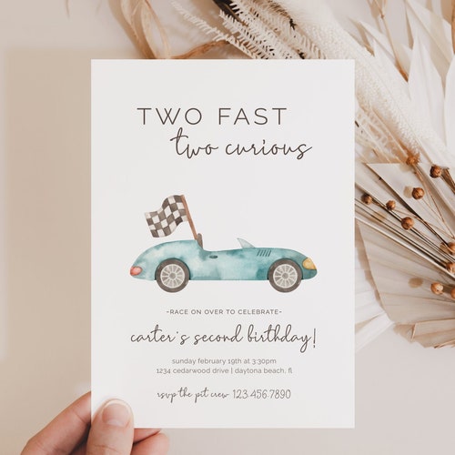 Two Fast 2 Curious Birthday Invitation Editable Template - Etsy