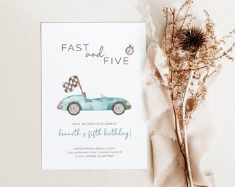 Fast and Four Birthday Invitation Editable Template Turning | Etsy