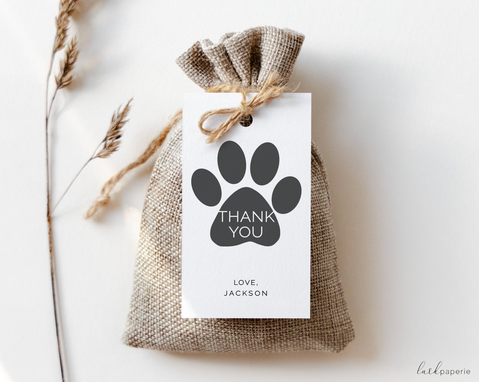 Paw Print Thank You Labels Editable Template Dog Foot Print - Etsy