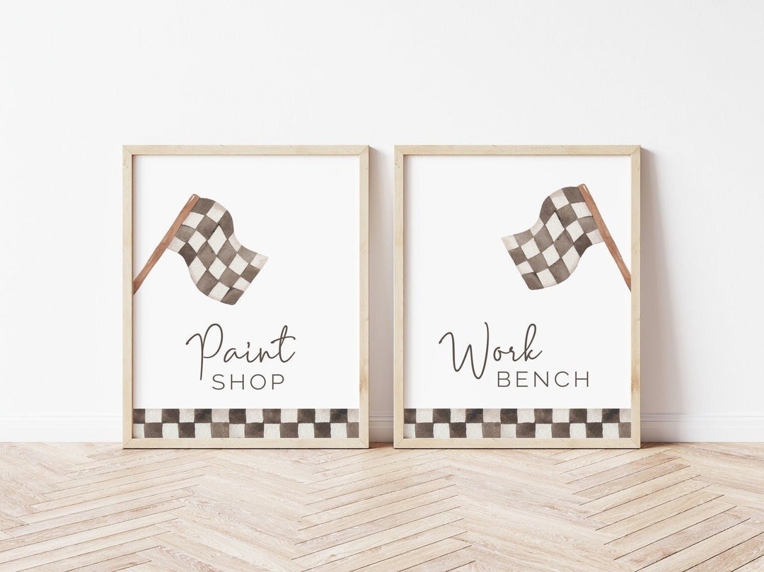 Racing Table Signs, Race Car Theme Signs, Editable Template, Paint Shop ...