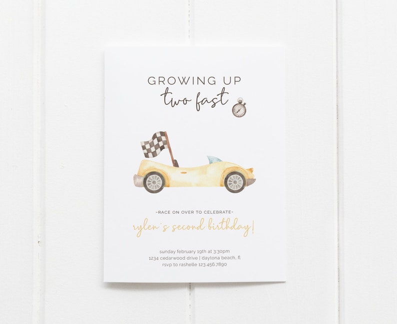 Growing up Two Fast Birthday Invitation Editable Template - Etsy