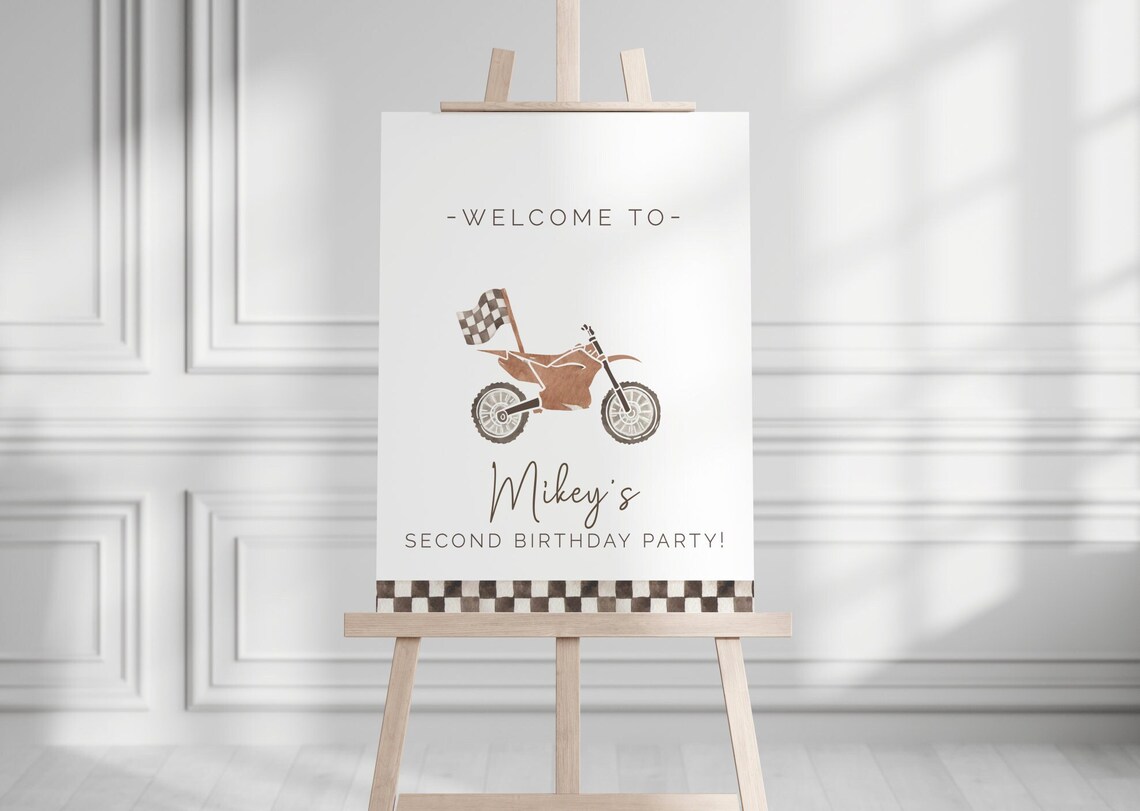Dirt Bike Welcome Sign Editable Template Racing Birthday - Etsy