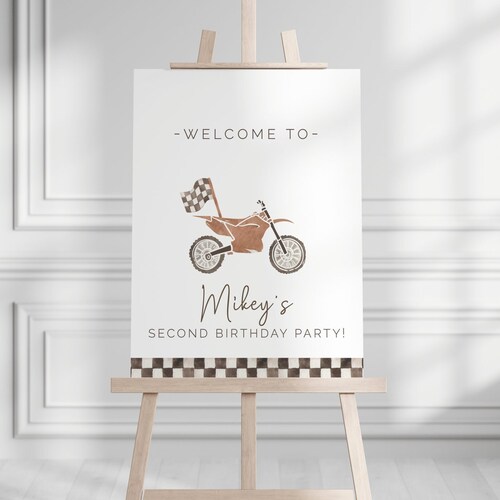 Dirt Bike Welcome Sign Editable Template Racing Birthday - Etsy