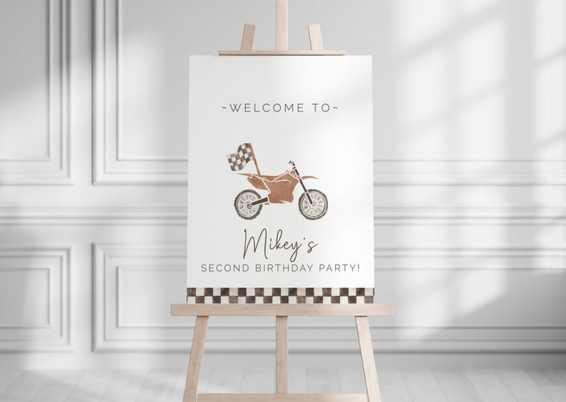 Dirt Bike Welcome Sign Editable Template Racing Birthday - Etsy