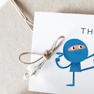 Ninja Thank You Labels, Warrior Birthday Tags, Editable Template, Ninja ...