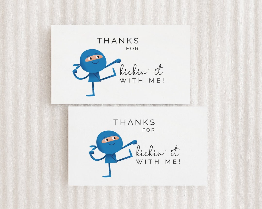 Ninja Thank You Labels, Warrior Birthday Tags, Editable Template, Ninja ...