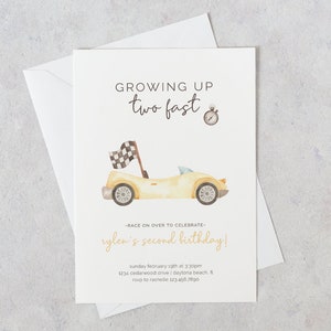 Growing up Two Fast Birthday Invitation, Editable Template, Turning 2 ...