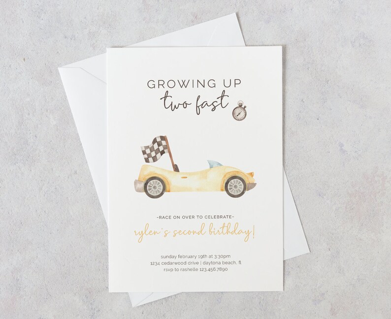Growing up Two Fast Birthday Invitation Editable Template - Etsy