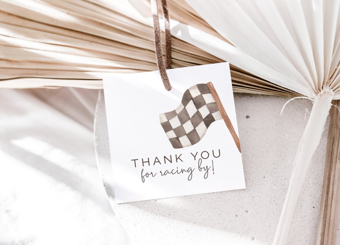 Racing Thank You Tags, Editable Template, Checkered Flag Thank You ...