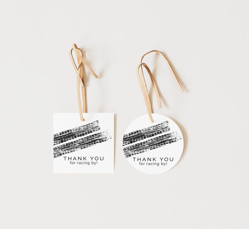 Racing Thank You Tags, Editable Template, Tire Tracks Thank You Favor ...