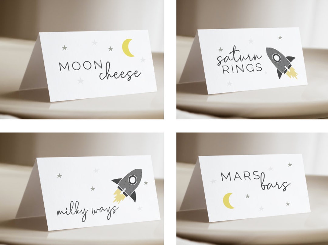 Two the Moon Food Tent Labels, Editable Template, Outer Space Labels ...