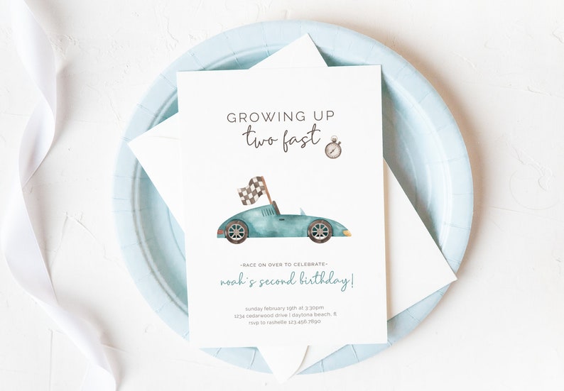 Growing up Two Fast Birthday Invitation Editable Template - Etsy