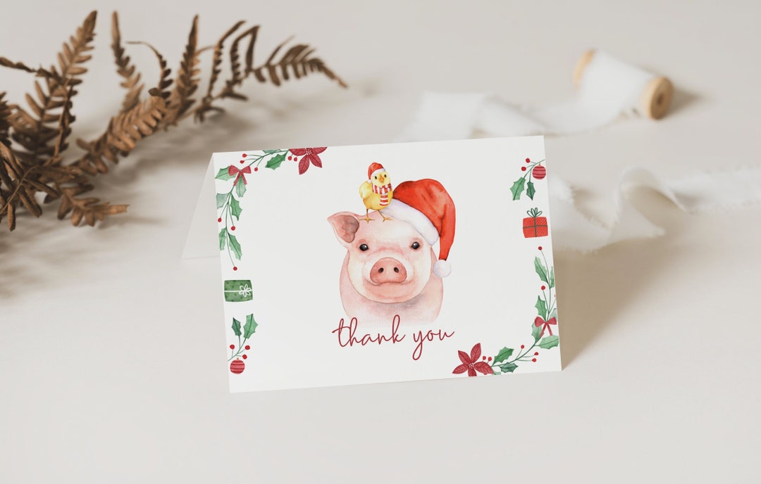 Christmas Thank You Card, Editable Template, A Merry Little Birthday ...