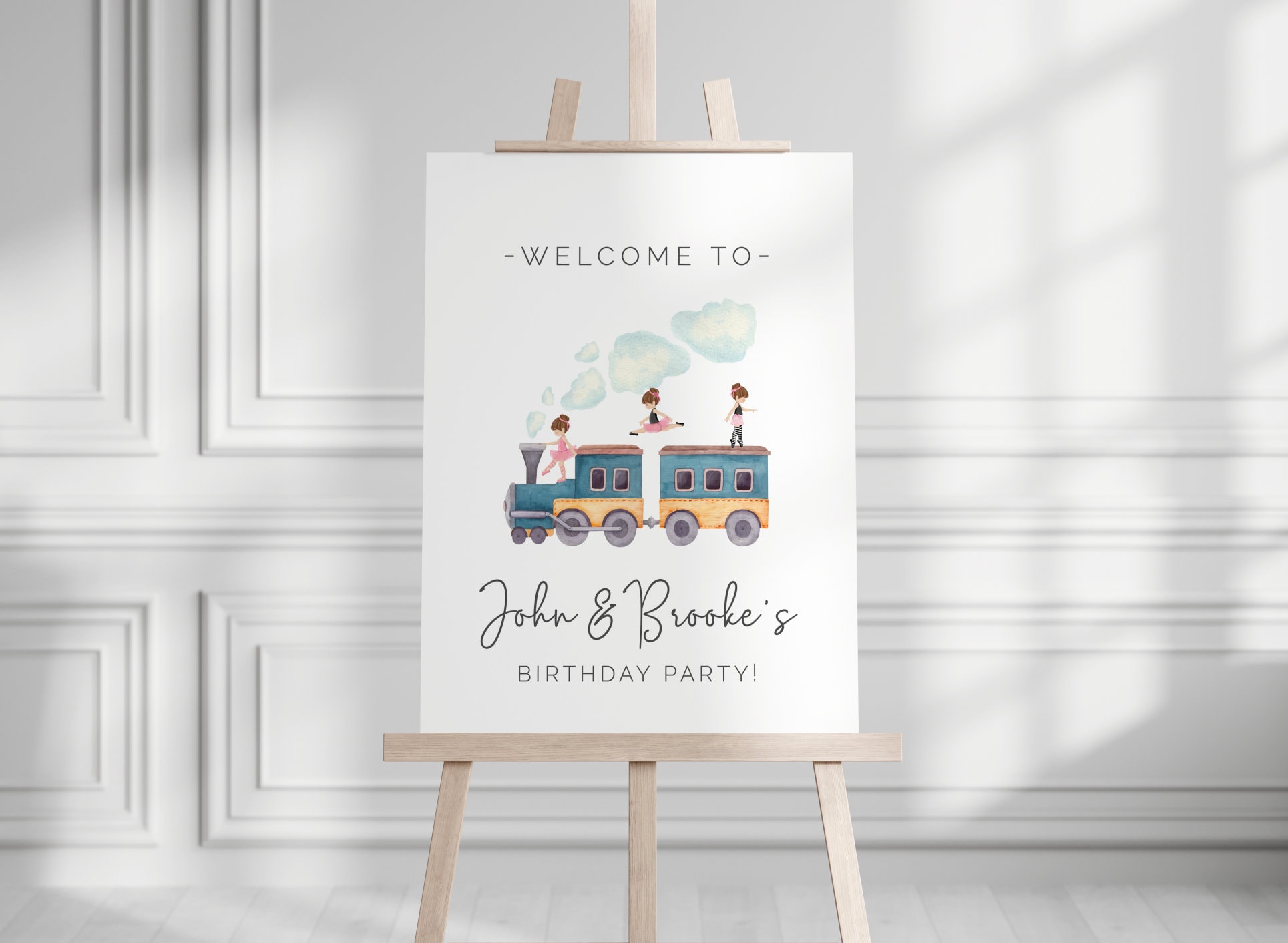 Choo Choos and Tutus Birthday Bundle Set, Editable Template, BRUNETTE ...