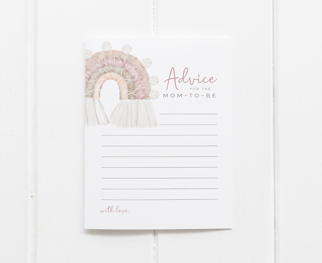Rainbow Boho Advice Cards, Editable Template, Advice for Mom to Be ...
