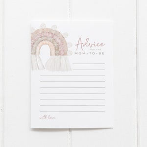 Rainbow Boho Advice Cards, Editable Template, Advice for Mom to Be ...