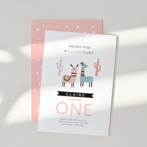 Girl Llama Birthday Invitation, Editable Template, A Llama Fun Party ...