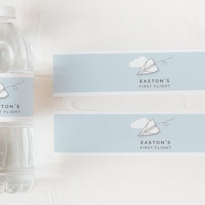 Paper Airplane Water Bottle Labels Editable Template Time | Etsy