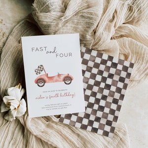 Fast and Four Birthday Invitation Editable Template Turning | Etsy