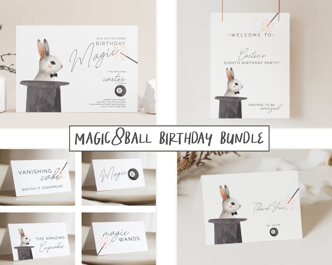 Magic 8 Ball Birthday Bundle Set Editable Template Magic 8th - Etsy