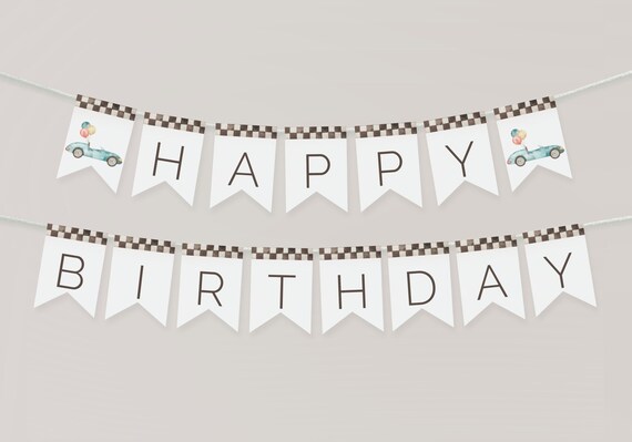 Racing Birthday Banner Editable Template Happy Birthday - Etsy