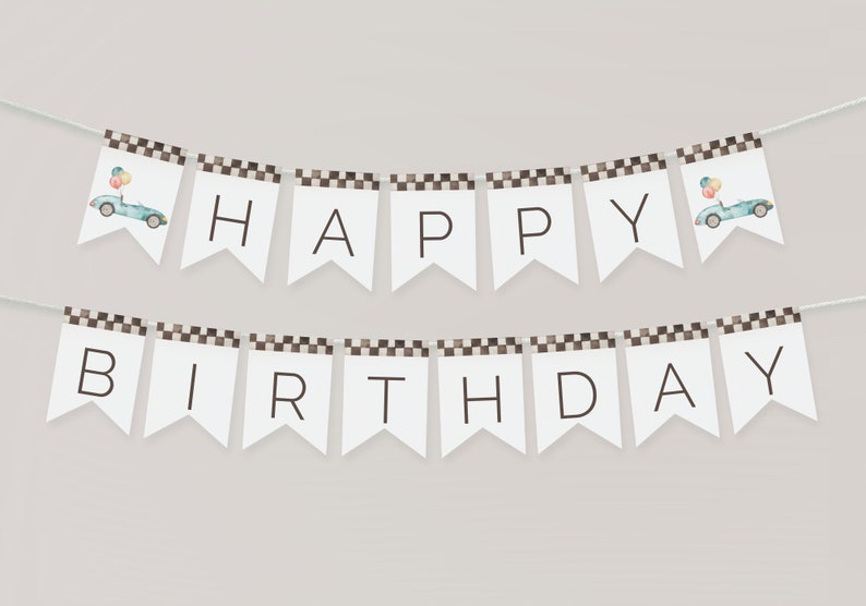 Racing Birthday Banner Editable Template Happy Birthday - Etsy