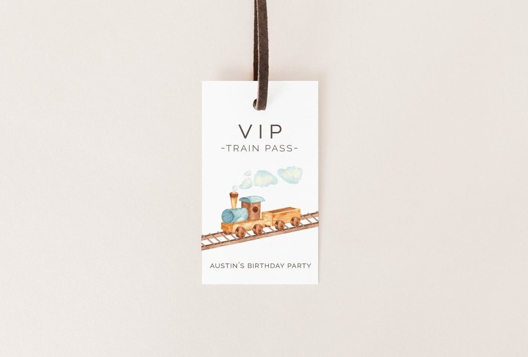 VIP Train Pass, Editable Template, Steam Locomotive Party Extra, Chugga ...