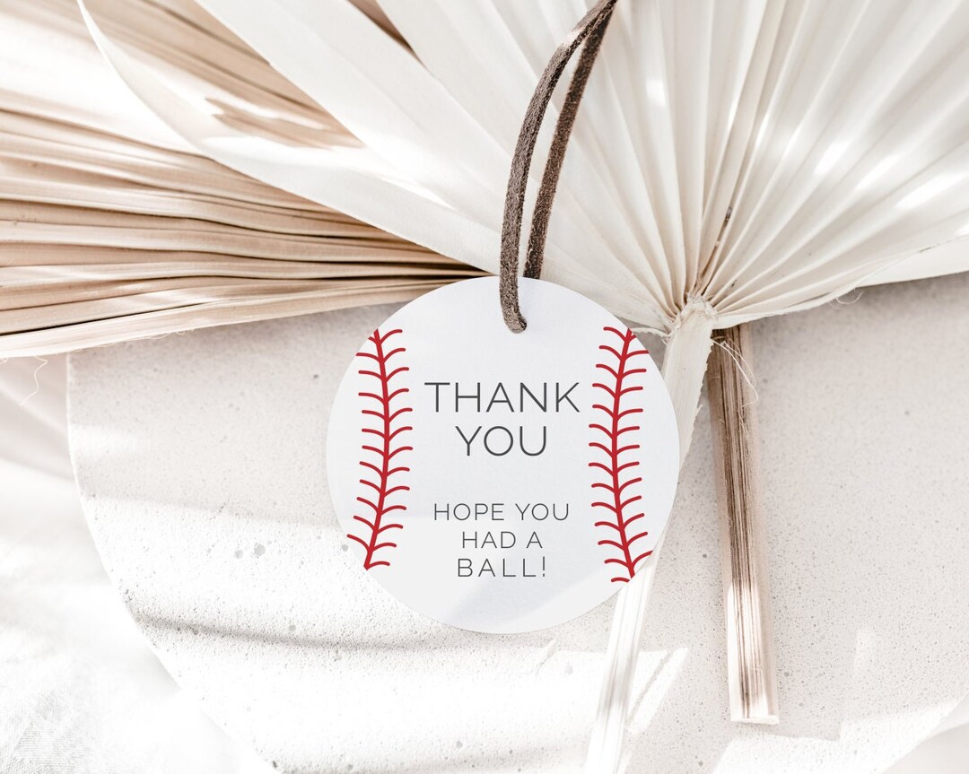 Baseball Thank You Tags, Sports Birthday Labels, Editable Template ...