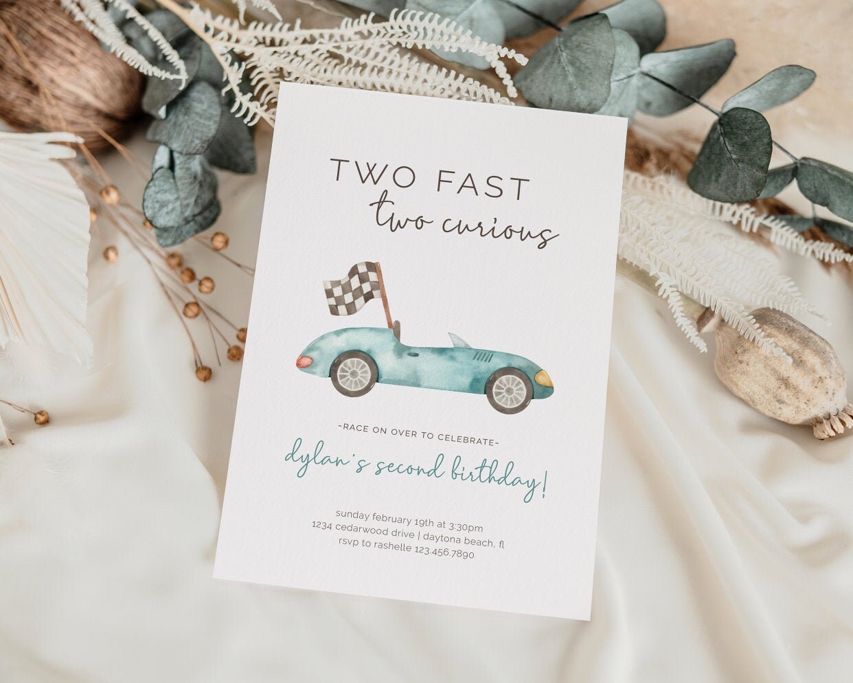 Two Fast Two Curious Birthday Invitation Editable Template | Etsy