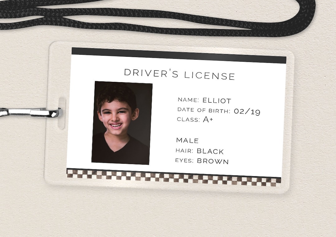 Driver's License Card, Editable Template, Printable ID Badge, Racing ...