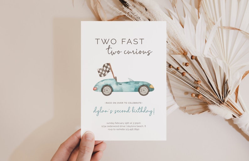 Two Fast Two Curious Birthday Invitation Editable Template - Etsy