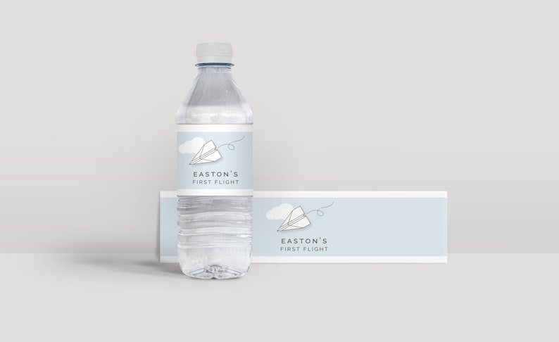 Paper Airplane Water Bottle Labels Editable Template Time - Etsy