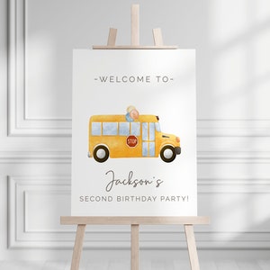 Yellow Bus Birthday Bundle Set, Editable Template, School Bus Birthday ...