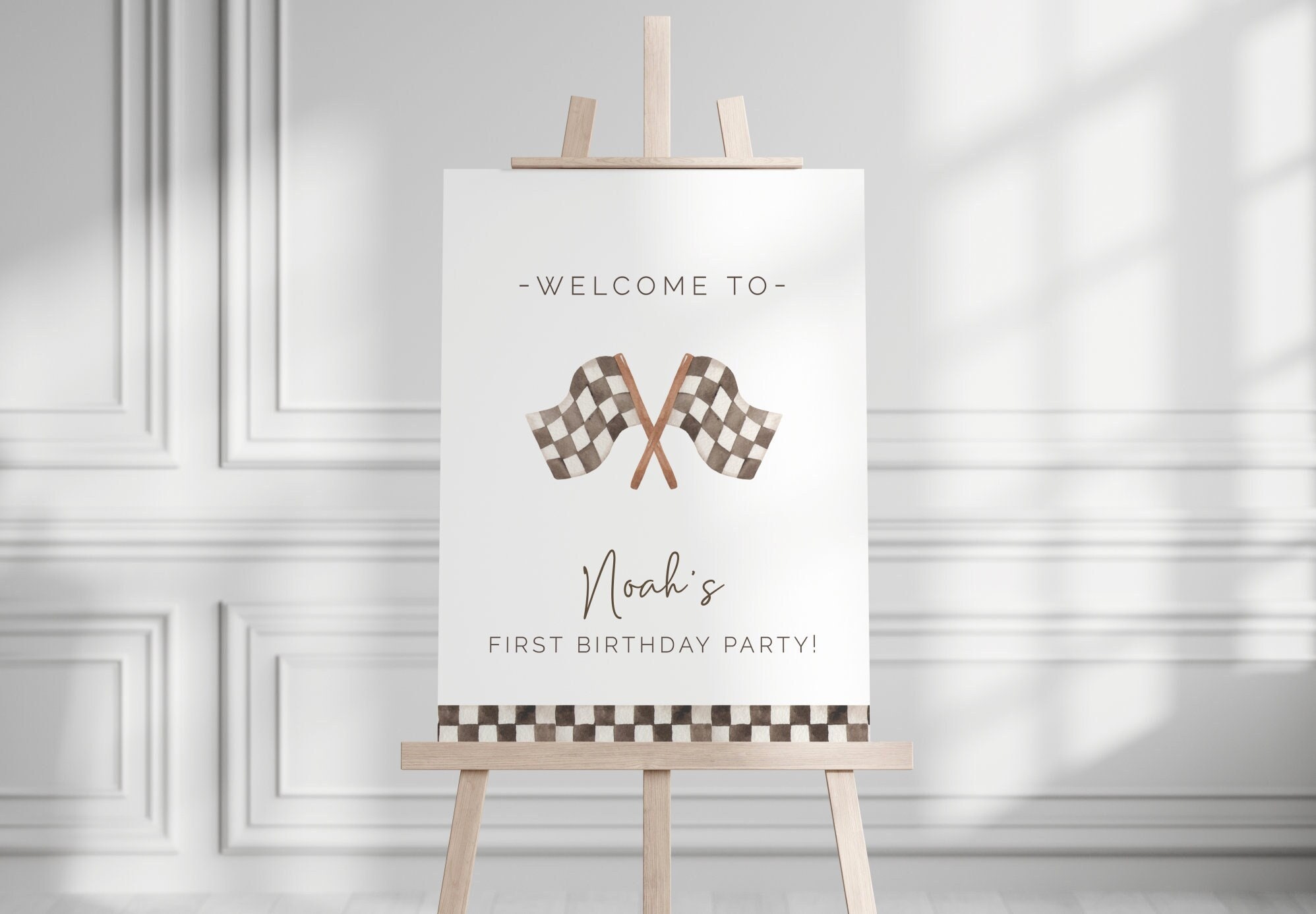 Checkered Flag Welcome Sign, Editable Template, First Lap Racing ...