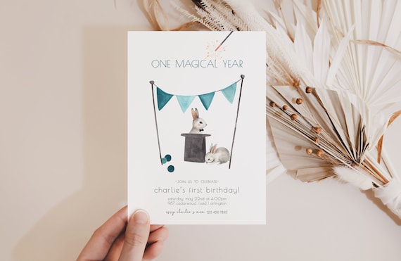 One Magical Year Birthday Invitation Editable Template Magic - Etsy