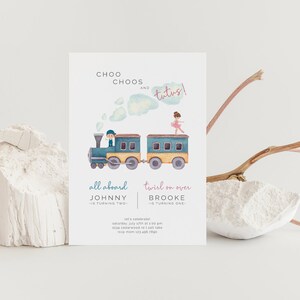 Choo Choos and Tutus Joint Birthday Invitation, Editable Template, Twin ...