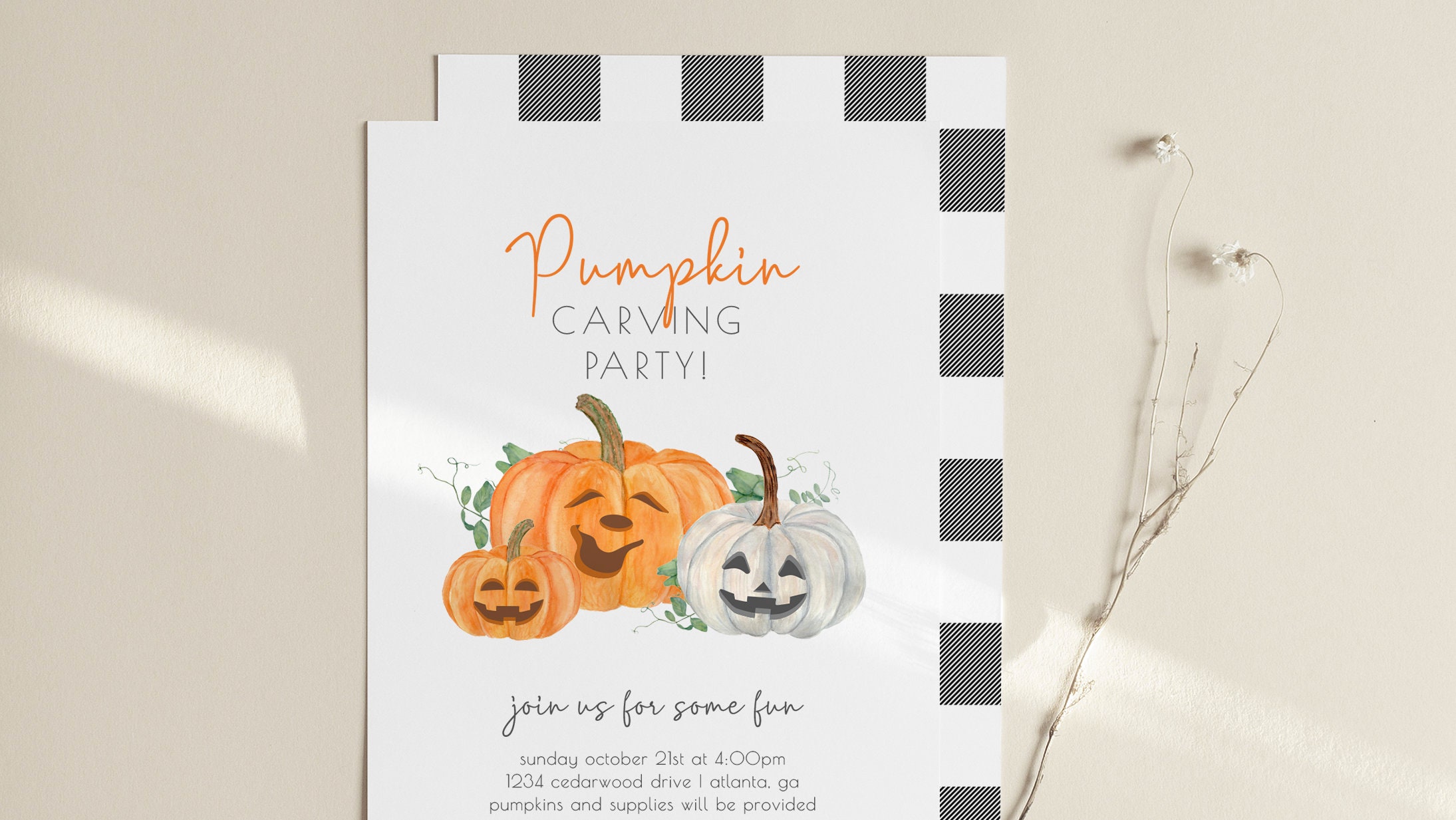 Pumpkin Carving Party Invitation Editable Template Pumpkin - Etsy