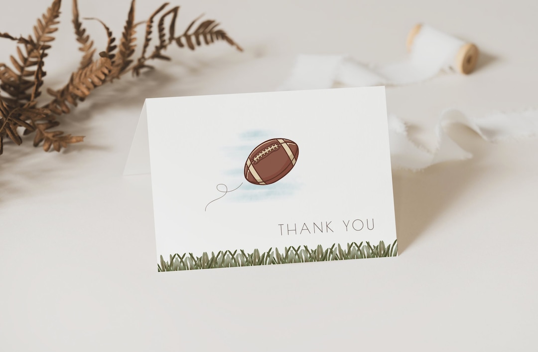 Football Theme Thank You Cards, Editable Template, First Year Down ...