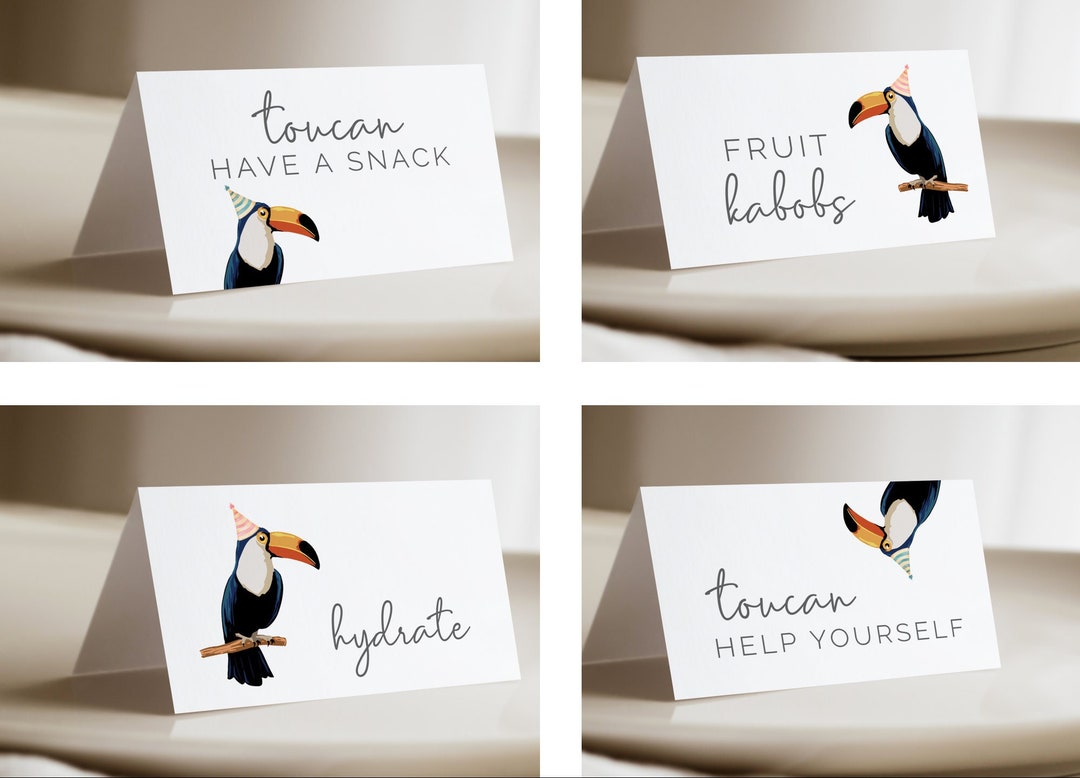 BOY GIRL Toucan Food Tent Labels, Editable Template, Toucan Have a ...
