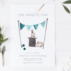 One Magical Year Birthday Invitation, Editable Template, Magic Show ...