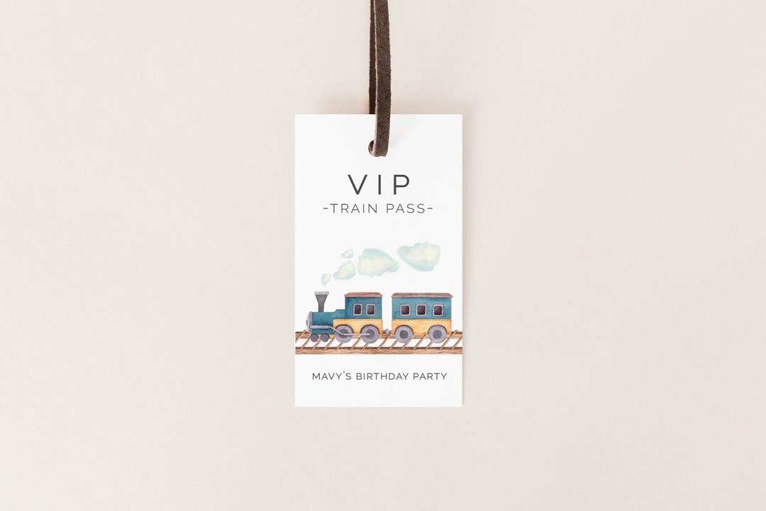 VIP Train Pass, Editable Template, Steam Locomotive Party Extra, Chugga ...