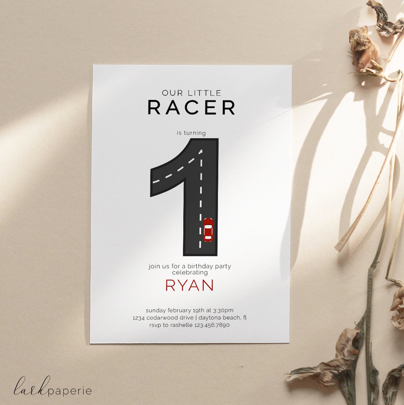 Racing First Birthday Invitation Editable Template Race Car | Etsy