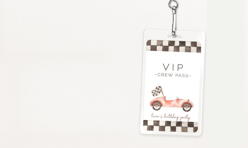 VIP Crew Pass Editable Template Two Fast Vintage Race Car - Etsy