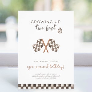 Growing up Two Fast Birthday Invitation, Editable Template, Turning 2 ...