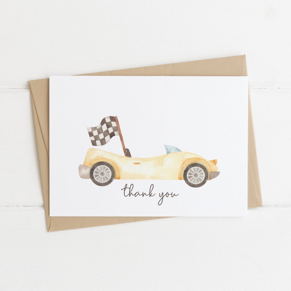 Racing Thank You Card Editable Template Vintage Race Car | Etsy