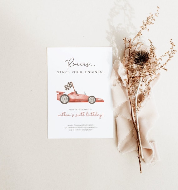 Racing Birthday Invitation Editable Template Racers Start | Etsy
