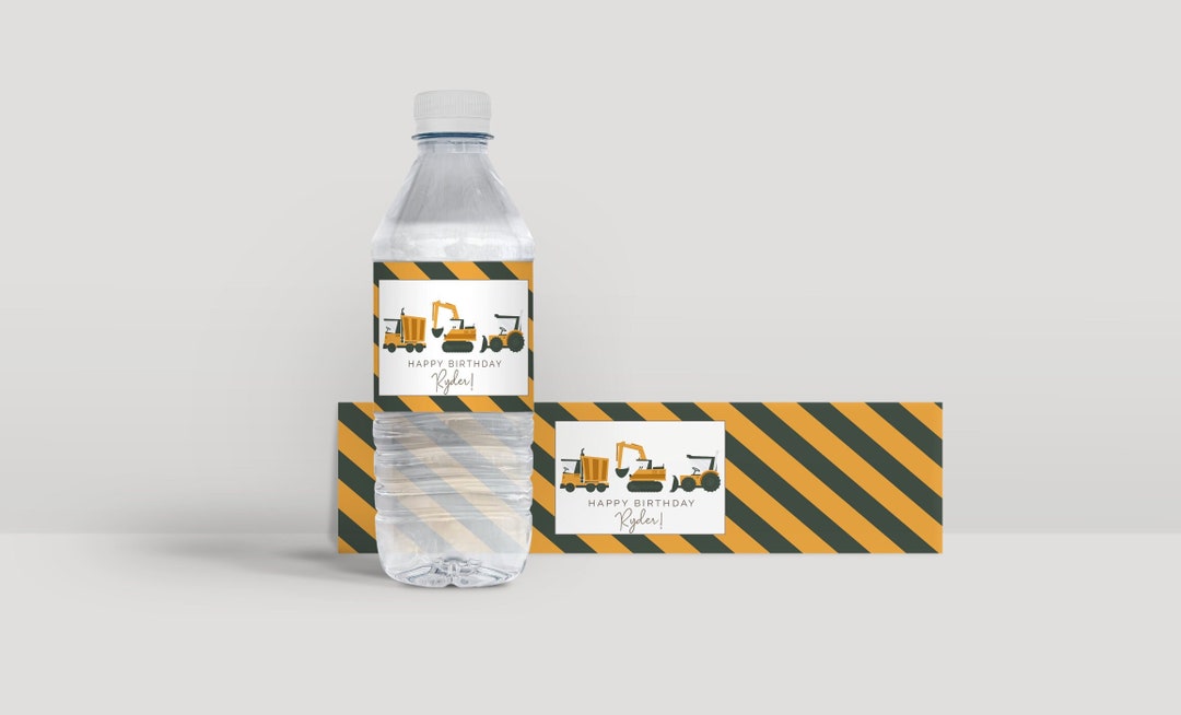 Construction Water Bottle Labels, Editable Template, Stop the Traffic ...