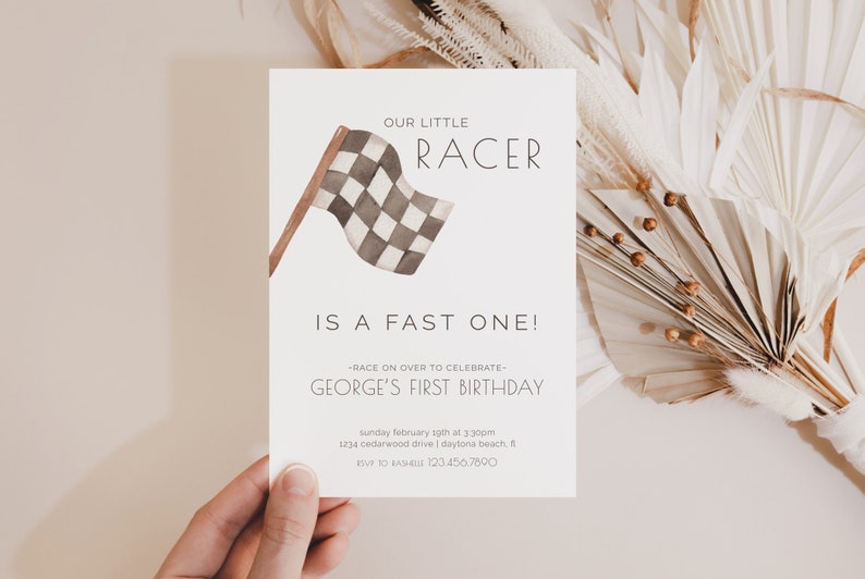 Racing First Birthday Invitation Editable Template Race on | Etsy