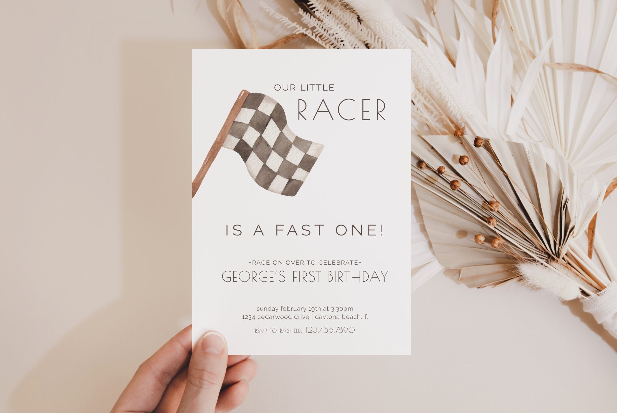 Racing First Birthday Invitation Editable Template Race on | Etsy
